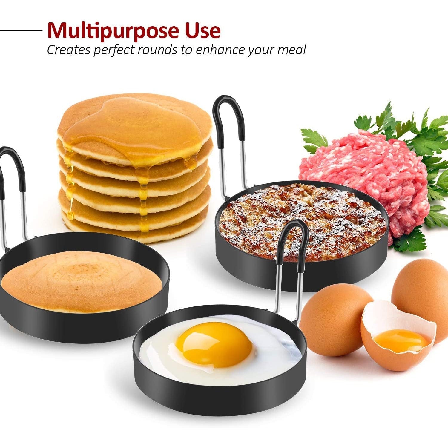 4PK Egg Pancake Cooking Rings For Frying Eggs and Omelets