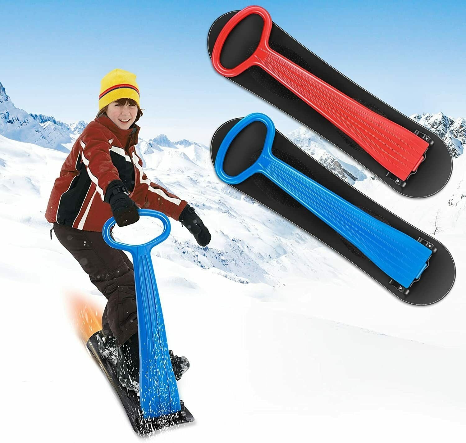 Heavy-Duty Winter Downhill Snow Scooter Sled, Foldable